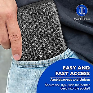 DeSantis Superfly Gun Holster, Sticky Rubberized Fabric, Fits Ruger LCRx, SP101 2”, Colt Detective Special 2”, Cobra 2” Reversible and Removable Outer Flap, Unisex Pocket Holster, Ambidextrous, Black