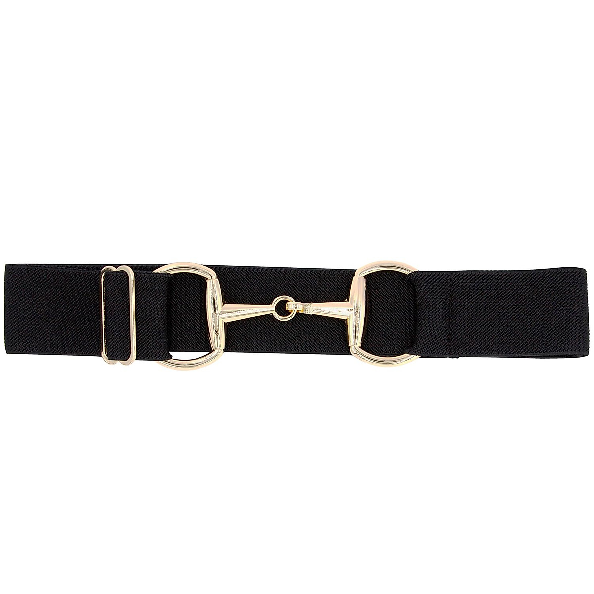 Dielianyi 1.5-inch Elastic Equestrian Belt Bit Buckle Leather Key Strap for Horseback Riding Equestrian Sports (Gold)