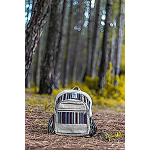 Fwosi Hippie Backpacks - Unisex Hemp Bookbag for School, Day Hiking & Travel - Lightweight, Multi-Pocket, 5 Compartments for Books, Purse, Wallet, Everyday Accessories - Handmade Crafts from Nepal