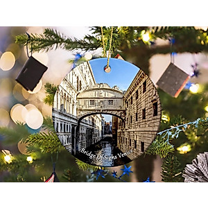 Italy Bridge of Sighs Venice Christmas Ornaments for Tree Ceramic Pendant Double Sided Ornament Decor Xmas Gifts Porcelain Travel Souvenirs