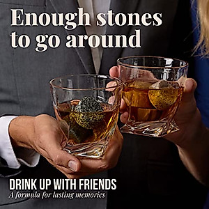 Mixology & Craft Whiskey Stones Set - 6 Circular Granite Bourbon Chilling Rocks - Great Whiskey Gifts for Men, Fathers, Groomsmen Gifts