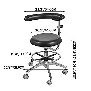 NSKI Dental Stool Medical Assitant Nurse Chair 360° Rotation PU Leather Black US Stock