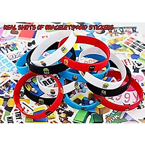 VIdeo Games Party Favors, 74Pcs Video Game Birthday Decorations Kit Include 12 Bracelets,12 Button Pins, 50 Stickers Party Supplies for Boys and Girls