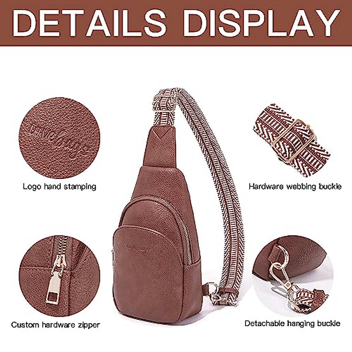 Small CrossBody Bags for Women Trendy Sling Bag Waist Pack, Fanny Pack,Waist Packs with Guitar Strap,Women's Chest Bag
