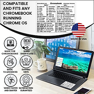 SYNERLOGIC Chrome OS Reference Keyboard Shortcut Sticker - No-Residue Vinyl - Size 3"x2.4" for Any Brand Chromebook Laptop Running Chrome OS (Clear)