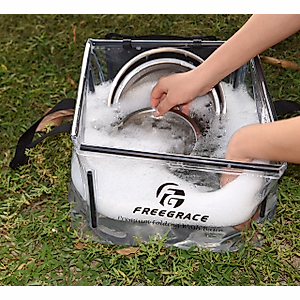 Freegrace Premium Folding Wash Basin - Collapsible Water Sink Container - Lightweight & Durable Transparent Plastic - Wash Dishes Everywhere - Suitable for Camping & Outdoor Activities