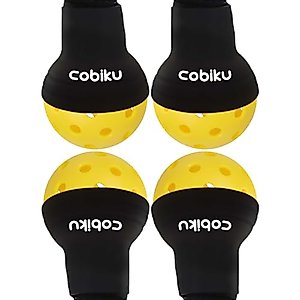 COBIKU Pickleball Ball Retriever Picker Upper, Fits All Standard Pickleball Paddles, Easily Pickup Pickleballs Without Beding Over - Black, 4Pack