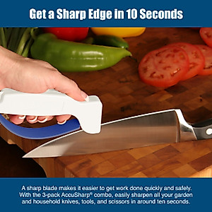 AccuSharp Multi-Pack Hand-Held Carbide Blade Sharpener, Knife, Garden Tool and Scissor Sharpener, Restores, Repairs & Hones Blades & Edges, 3-Pack