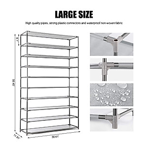 HODYANN 10-Tier Shoe Rack, Non-Woven Fabric Storage Organizer, 50 Pairs Space-Saving Shoe Tower