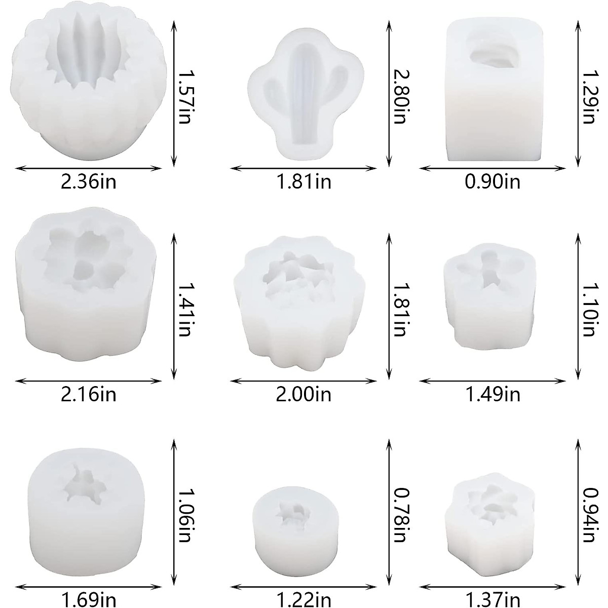Succulent Silicone Mold, 9 Pack Flower Resin Mold, 3D Cacti Candle Mold for Scented Candles Soaps Making, Wax Resin Casting, Soap Cake Dessert Mousse Mold DIY Mould