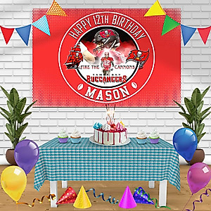 Buccaneers Tom Brady 1 Birthday Banner Personalized Party Backdrop Decoration 60x42 Inches - 5x3 Feet