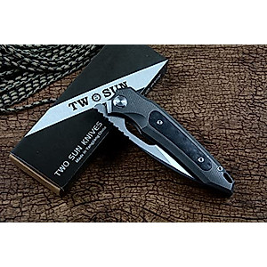 TwoSun TWOSUN TS382 Outdoor Camping Sports Pocket Knife 14C28N Steel Blade Titanium Handle