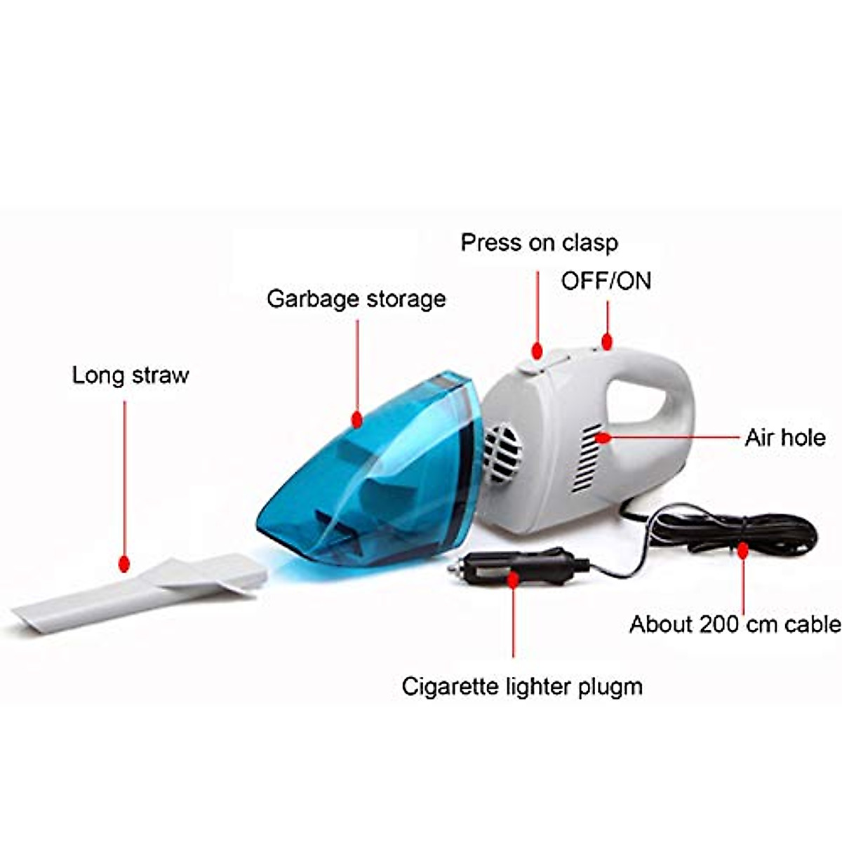 xinyijiayi Car Vacuum Cleaner, Mini Portable Wet and Dry Car Mini Portable Car Cleaner, Transparent