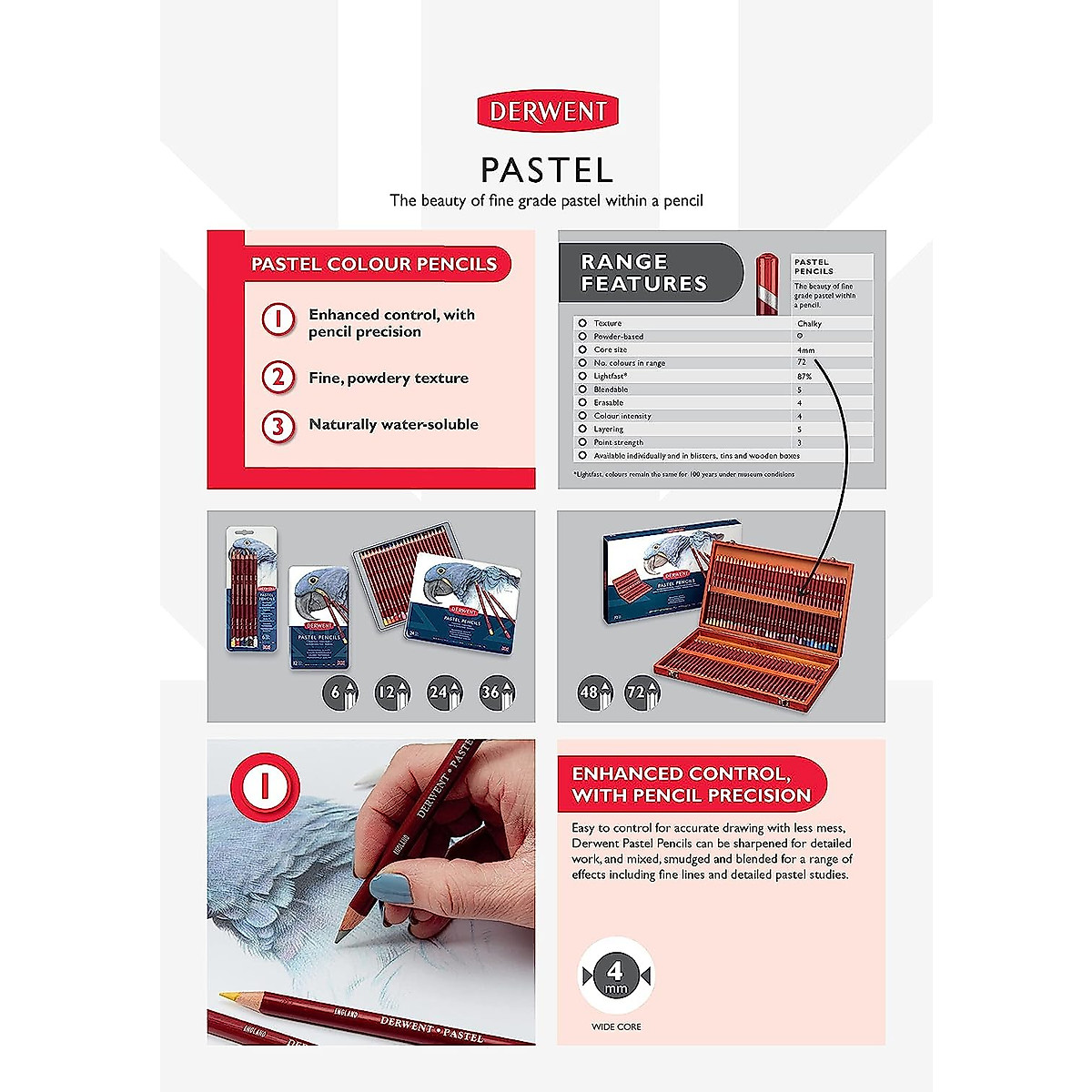 Derwent Pastel Collection, Metal Tin, 24 Count (0700301)