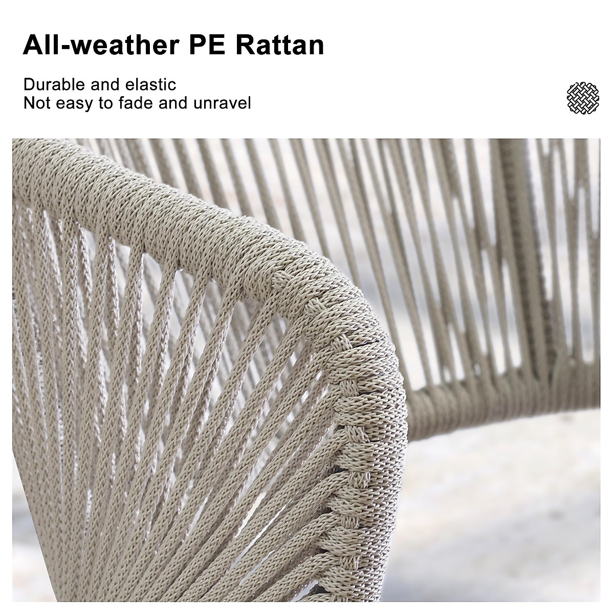 PURPLE LEAF Bar Stool Set of 2 Outdoor Bar Chairs with Footrest Bar Height Stools Hold 300 Pounds Wicker Dark Gray Barstools