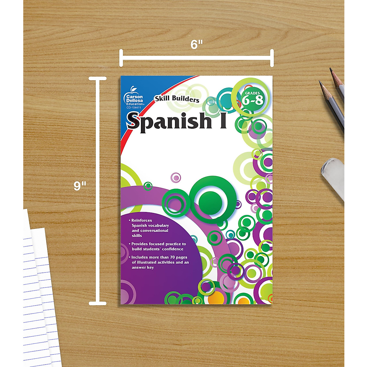 Carson Dellosa Skill Builders Spanish I Workbook—Grades 6-8 Reproducible Spanish Workbook With Spanish Vocabulary, Common Words and Phrases for Conversational Skills (80 pgs)