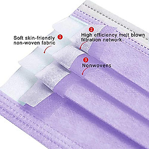 Jiehuxi Face Mask, Disposable Masks for Adult 3-Ply Mouth Cover Dust Safety Protection (Pack of 50)