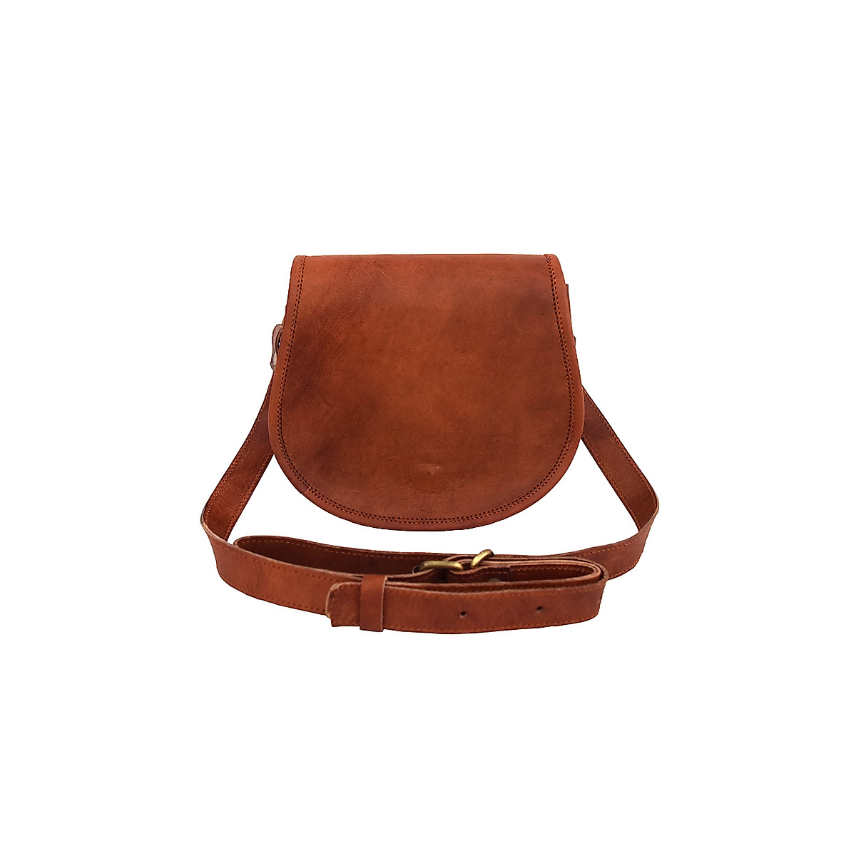 Handmade Full Grain Vintage Leather Crossbody Sling Bag Women/Teen Girls Purse Wallet Satchel Handbag Messenger Bags (Extra Small), Brown