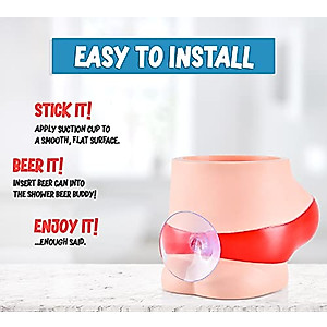 Shower Beer Buddy - Red Bikini Shower Beer Can Holder w/ Silicone Suction Cup | Holds Your Cold Beer Can in the Shower or Bath Tub | Drink Accessories Gifts Bathtub Caddy Bathroom Shower Beer Holder