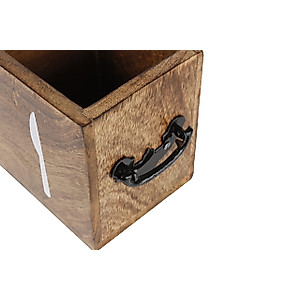 Mother's Day Gifts Wooden Kitchen Utensil Holder With 3 Compartments Wood Utensil Organizer for Cutlery, Napkins, Cups Caddy Organizer | 10.5 X 3.5 Inch