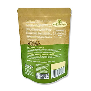 Slippery Elm Tea by Palm Beach Herbals, 30 Count Tea Bags, Caffeine-Free | Pure Herbal Tea Series