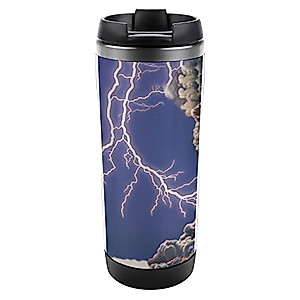 Thunderbolt Cat Travel Coffee Mugs with Lid Insulated Cups Stainless Steel Double Wall Water Bottle