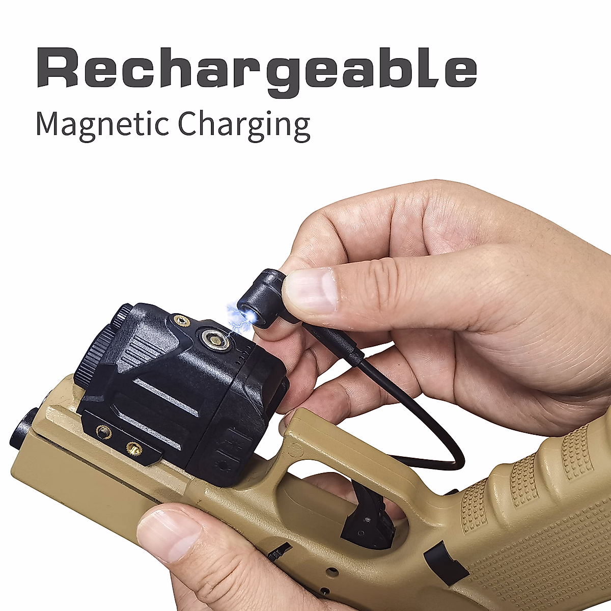 CRONHAWK 500 Lumens Tactical Weapon Flashlights Laser Sight - Rail-Mounted Light and Green Laser Light Combo for Pistol with Picatinny Rail and GL Rails - Magnetic Charging Port