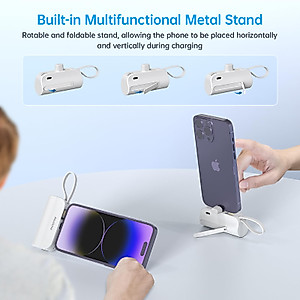 amelema Small Portable Charger for iPhone, 5000mAh Power Bank Fast Charging Portable Phone Charger Compact Battery Pack Compatible with iPhone 14/14 Pro Max/13/12/11/X/8/7/6, White