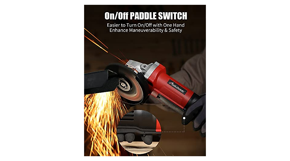 AVID POWER Angle Grinder with Paddle Switch, 8 Amp Metal Grinder with 4 ...