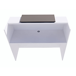 UGOS ICN 53" Modern Reception Desk, Multifunctional Modern Transaction Counter Top, Laminate Desktop, Standing Front Table for Office, Home, School, Salon, Spa - White & Anthracite Gray
