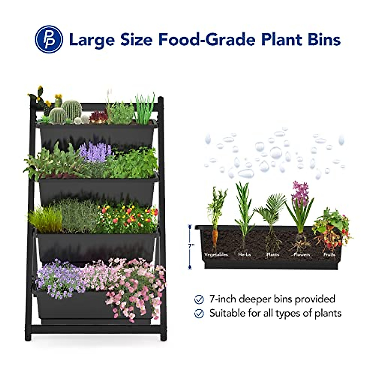 FLEXIMOUNTS Vertical Raised Garden Bed,4Ft Freestanding Elevated Garden Planters with 4 Drainage Container Boxes, fit to Grow Herb Vegetables Flowers on Patio Balcony Greenhouse Garden