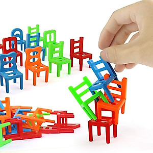 Jenilily Stacking Chairs Game Family Board Balancing Toys Games for Kids (18 Chairs Toys Set)