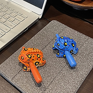 Cozinest Pair Wooden Frogs Guiro Rasp Percussion Instruments Tone Block Thailand Craft Small Wood Frog Musical Instrument 2 Inch (Blue and Orange Dots)