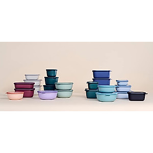 Mepal, Cirqula Set of 4 Multi Food Storage and Serving Bowls with Lids, Food Prep Containers, Deep, Nordic Denim, 1 each (17oz, 34oz, 68oz,101 oz), 1 Set