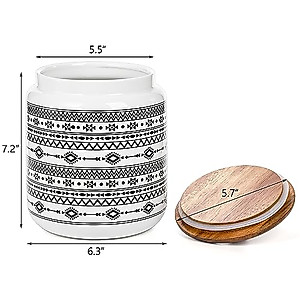 Hedume Kitchen Canister, Ceramic Large Food Storage Jar with Airtight Seal Wooden Lid, 100 Fl Oz Porcelain Food Storage Canister for Home and Kitchen Serving for Coffee, Sugar, Tea, Flour and More