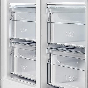 Forno Salerno 33" Inch W. Side-by-side Refrigerator and Freezer with 15.6 Cu.Ft. Total Capacity - Stainless Steel Freestanding Fridge with LED Display, Vacation mode and Child Safety Lock.