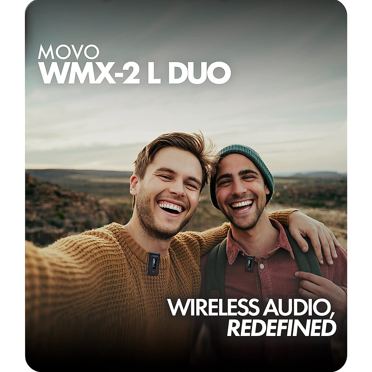 Movo WMX-2-L-DUO Wireless Microphone for iPhone with Charging Case, Lightning Connector, 328ft Range, 7hr Battery Life