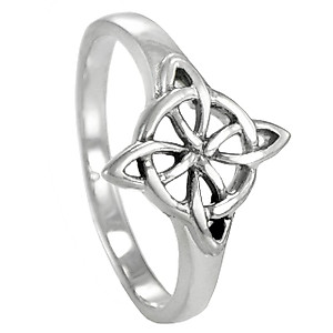 Sterling Silver Celtic Quaternary Wiccan Witches Knot Ring Size 8