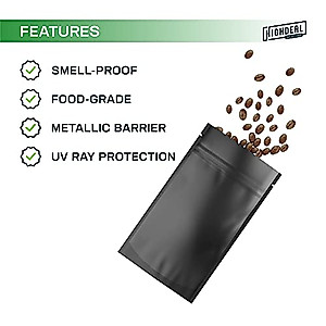 100 Pack 6.5x4&quot; Black Mylar Bags for Food Storage &amp; Dried Herbs - Mylar Bag for Edible Packaging - Multi-Usage Smell Proof Mylar Bags - Resealable Smell Proof Bags - Heat Sealable Bags