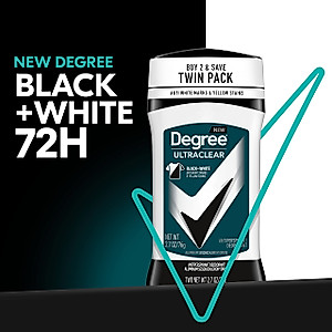 Degree Men UltraClear Antiperspirant Deodorant Black+White 2 Count 72-Hour Sweat & Odor Protection Antiperspirant For Men With MotionSense Technology 2.7 oz