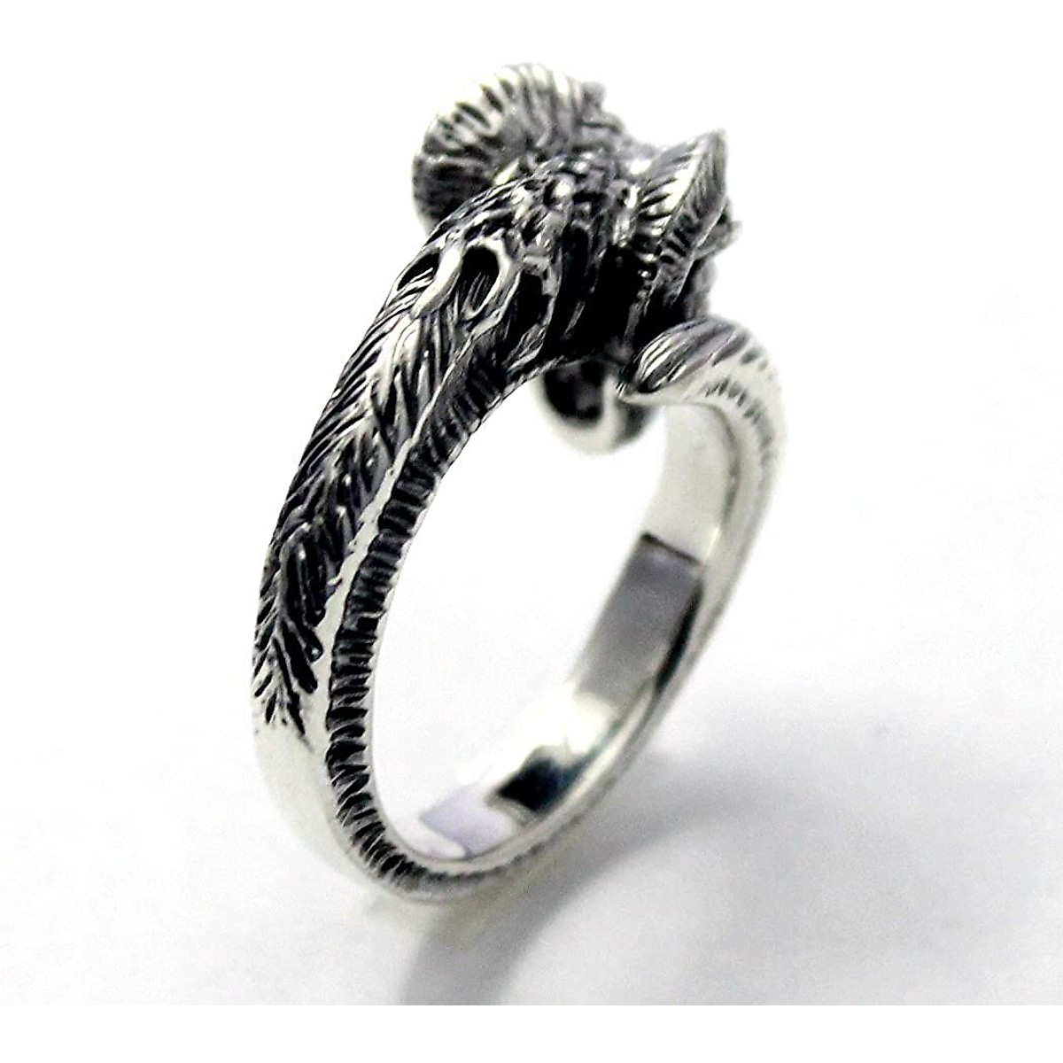 COSUMOSU 925 Sterling Silver Goat Aries Open Ring Adjustable