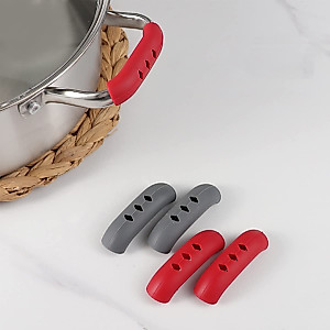 BESTonZON 8Pcs Silicone Pot Silicone pan Ear Pot Handle Grips Pot Handle Sleeve Ear Cover Rubber