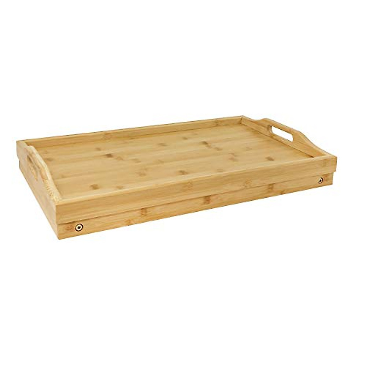 Essential Medical Supply Bamboo Bed and Lap Tray with Flip Up Top, Raised Edge and Handles, Tan