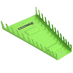 OEMTOOLS 22177 Pro Magnetic Wrench Organizer, 12 Wrench Storage Rail, SAE and Metric Tool Drawer Organizers For Tool Boxes And Metal Surfaces, Green