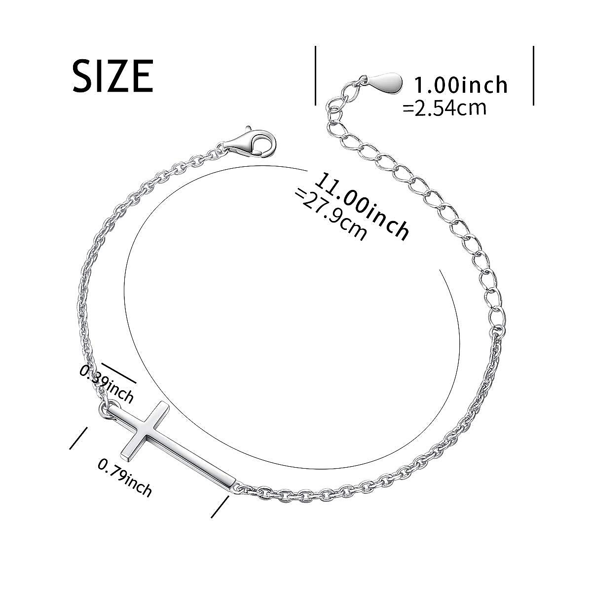 Long Cross Anklet for Women S925 Sterling Silver Adjustable Foot Plus Ankle Bracelet for Women Men Jewelry Gift 11 12 Inches