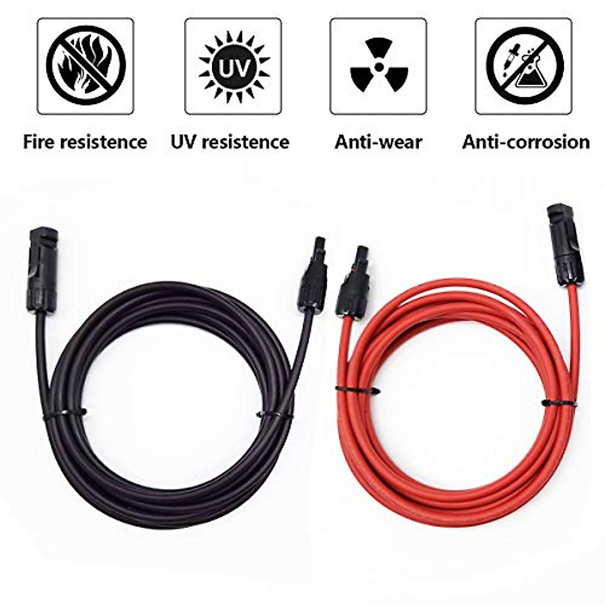 BEAYFILY 10AWG Solar Extension Cable Wire,Solar Panel Adaptor Cable with Male and Female Weatherproof Connector (5 Ft)