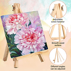 12 Sets Painting Set with 7.09 x 9.45 Inch Easels, 144 Pcs Painting Supplies Kit Including 12 Pcs Wood Easels, 12 Packs of 10 Style Paintbrushes, 12 Pcs Palettes for Kids Adults Art Drawing Party