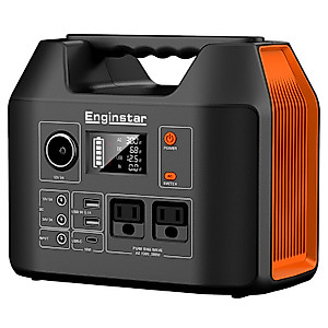 EnginStar Portable Power Station, 300W 296Wh Battery Bank with 110V Pure Sine Wave AC Outlet,100W Foldable Solar Panel Charger with 18V DC Outlet for Portable Power Stations
