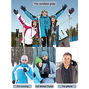 SATINIOR 4 Pairs Winter Knit Touchscreen Gloves Warm Texting Gloves Elastic Anti-slip Gloves for Adults (Black, Black Red, Black White, Navy, M)