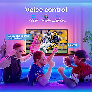 TJOY 50ft Smart Led Strip Lights for Bedroom, Alexa Led Light Strip,5050 RGB Color Changing Music Sync Led Lights Strip with App Remote,Multi-Color Wireless Led Lights for Bedroom (APP+Remote+Voice)